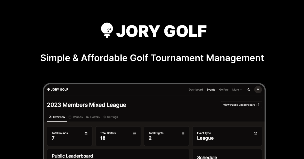 Jory Golf - Simple & Affordable Golf Tournament Management